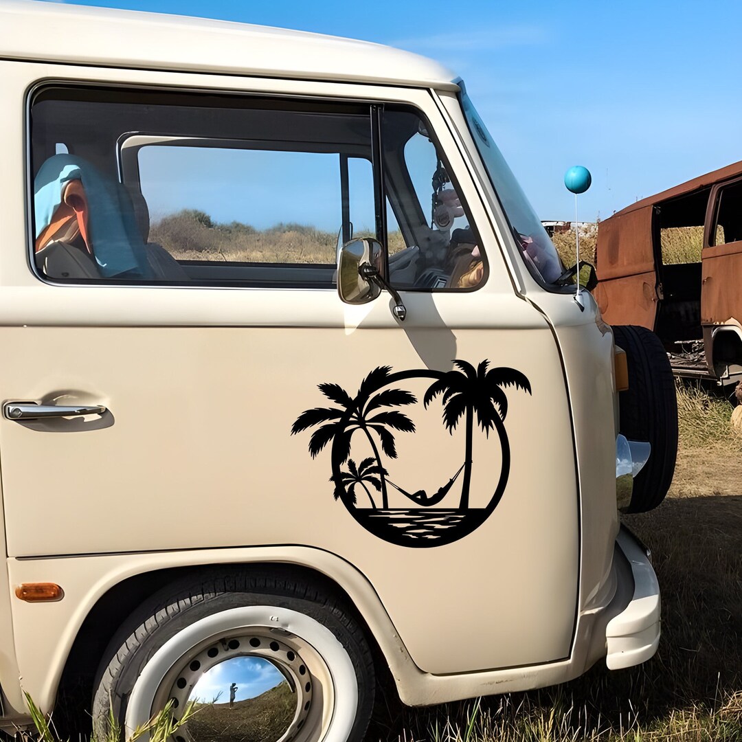 Palm Tree and Summer Caravan Sticker, Caravan Vinly Decal, Camping ...