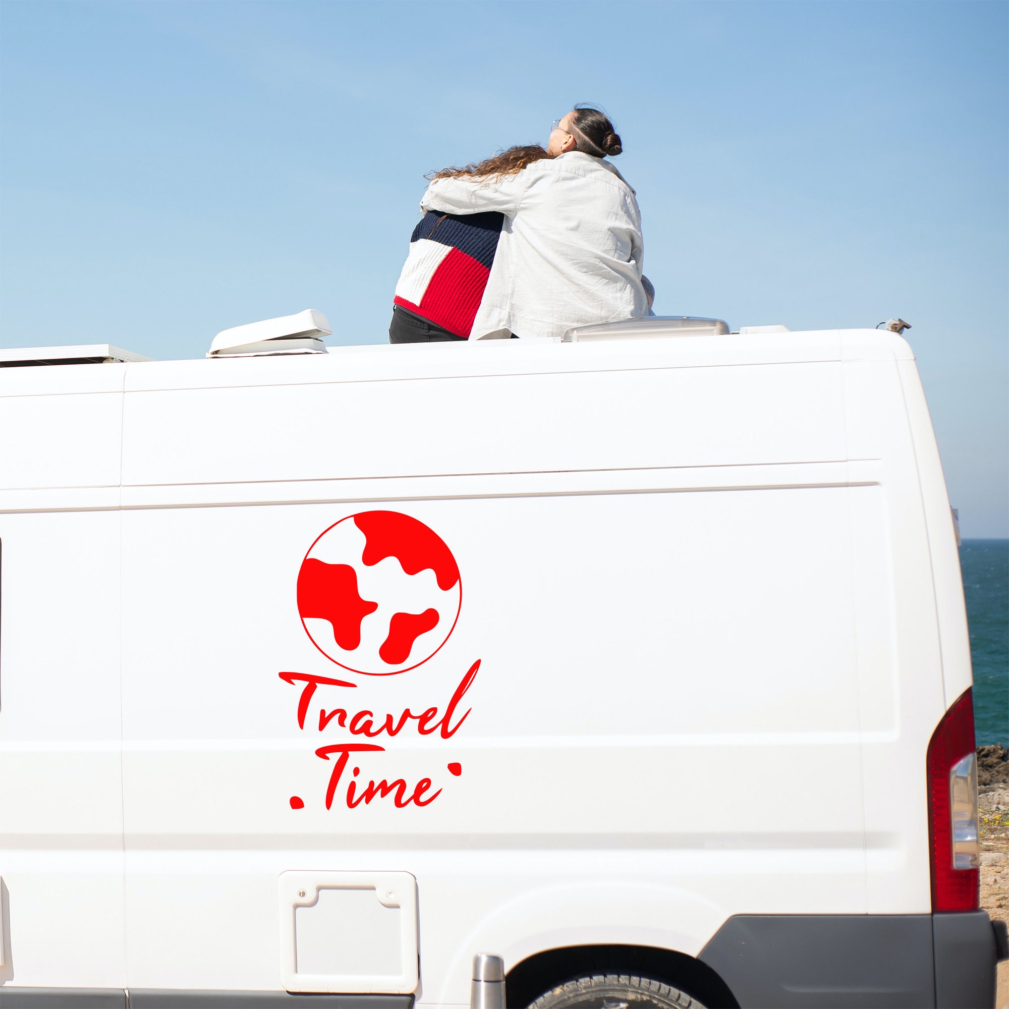 Travel Time and World Map Sticker, Caravan Vinly Decal, Truck, Camping ...