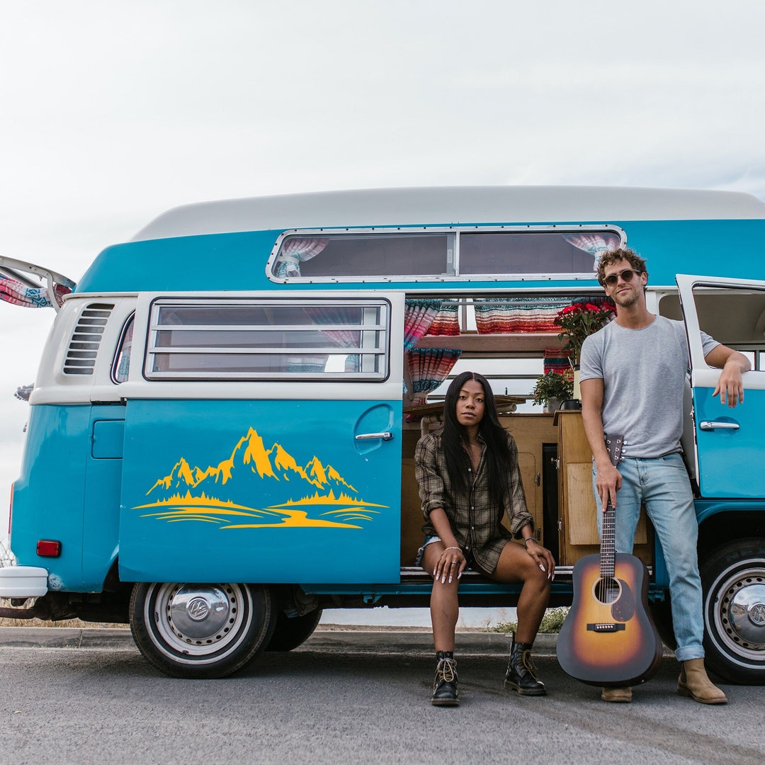 Mountain and Beach Themed Caravan Sticker, Caravan Vinly Decal, Truck ...