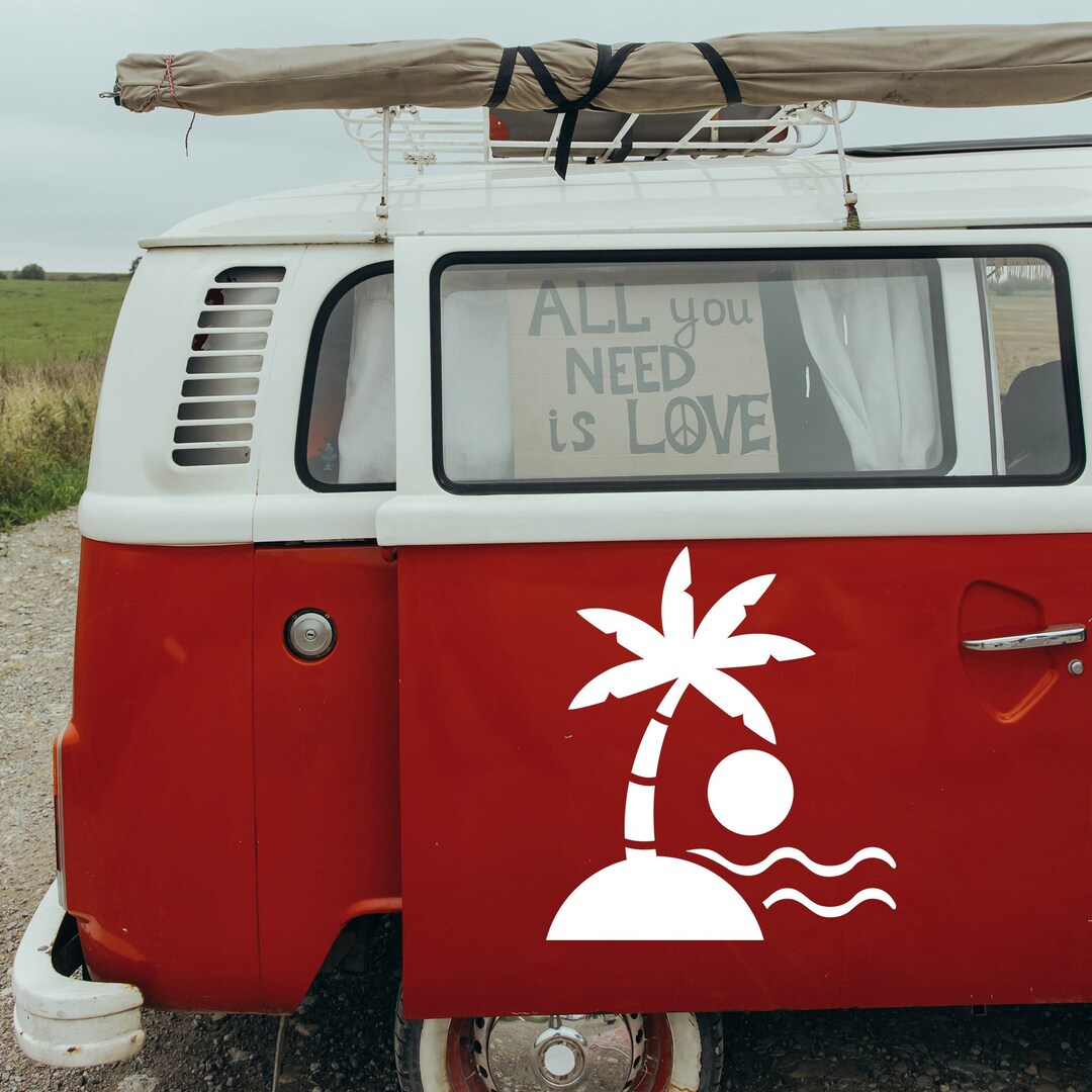 Palm and Sun Caravan Decal, Van Decal, Campervan Decal, Vinyl Sticker ...