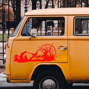 Mountain-forest and Deer Caravan 2 Pieces Sticker , Caravan Vinly Decal ...