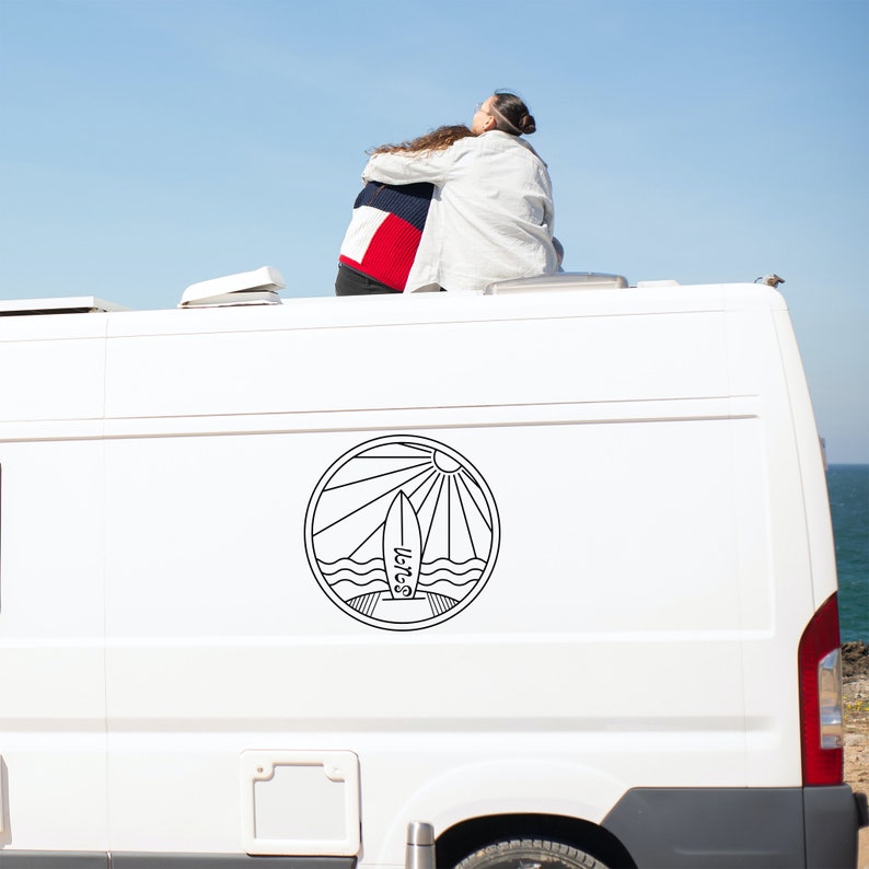 Surfboard Sun Wave Camper Van Decal for RV Vinyl Sticker Retro Beach ...