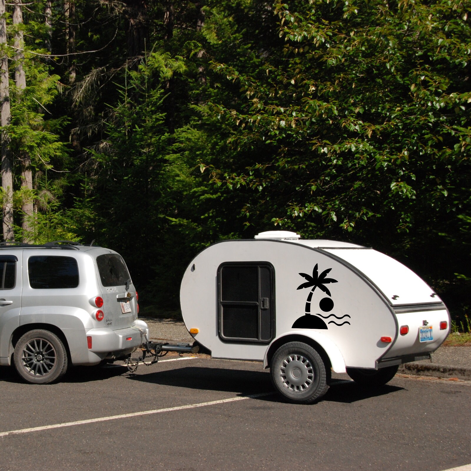 Palm and Sun Caravan Decal, Van Decal, Campervan Decal, Vinyl Sticker ...