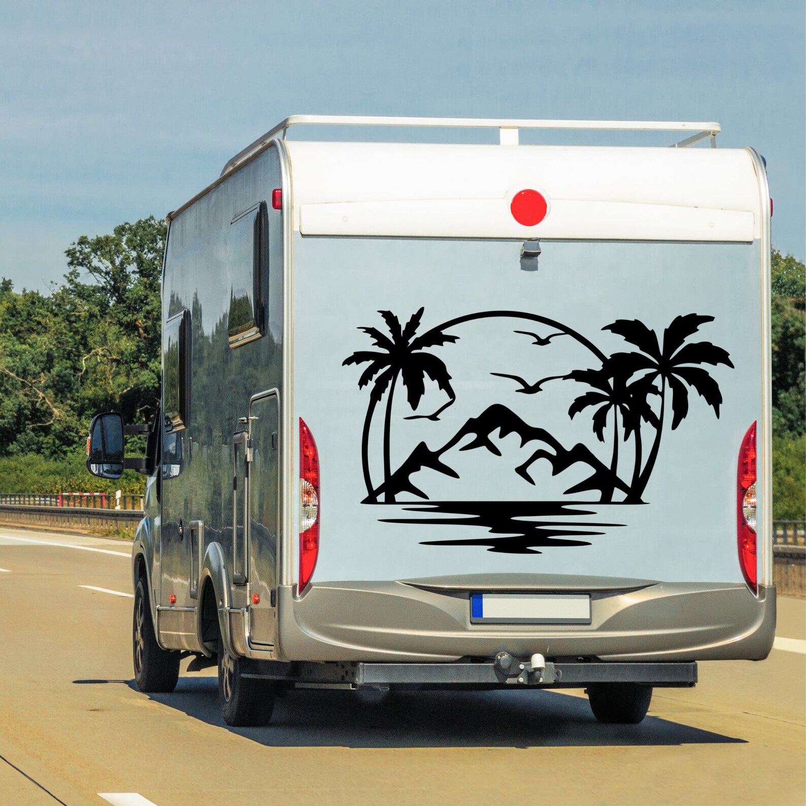 Palm Tree and Mountain Caravan Sticker, Caravan Vinly Decal, Camping ...