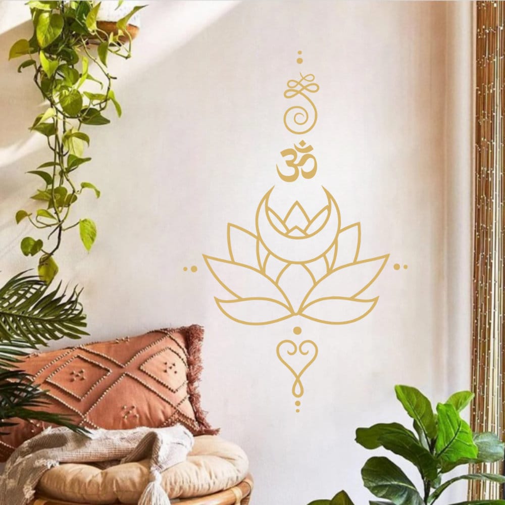 Lotus and Yoga Sticker, Yoga Wall Art, Yoga Decor, Oum Wall Art, Yoga ...
