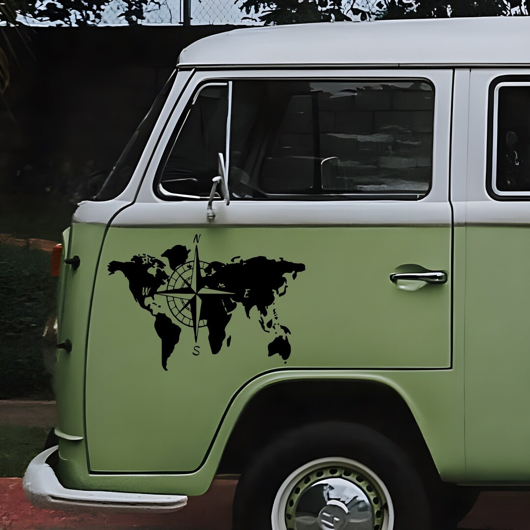 World Map and Compass Caravan Sticker Caravan Vinly Decal - Etsy UK