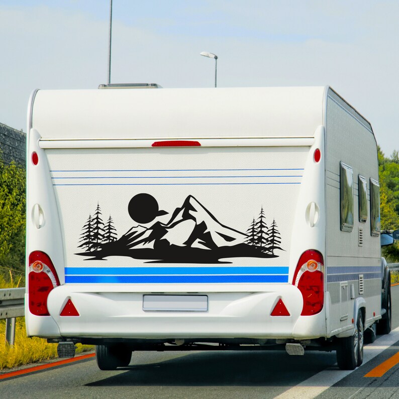 Tree and Mountain Moon Caravan Sticker Caravan Vinly Decal - Etsy