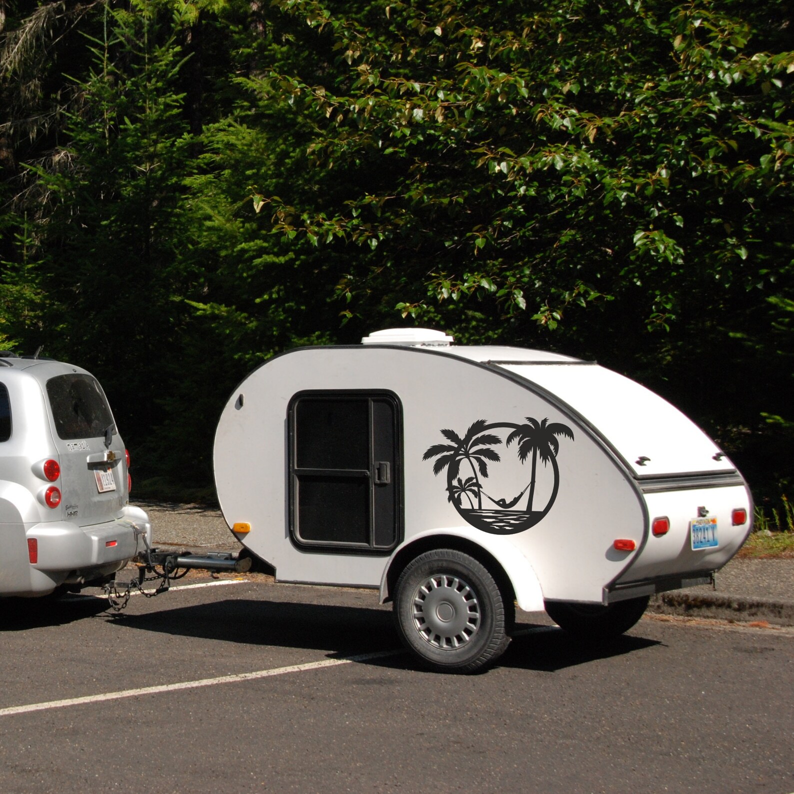 Palm Tree and Summer Caravan Sticker, Caravan Vinly Decal, Camping ...