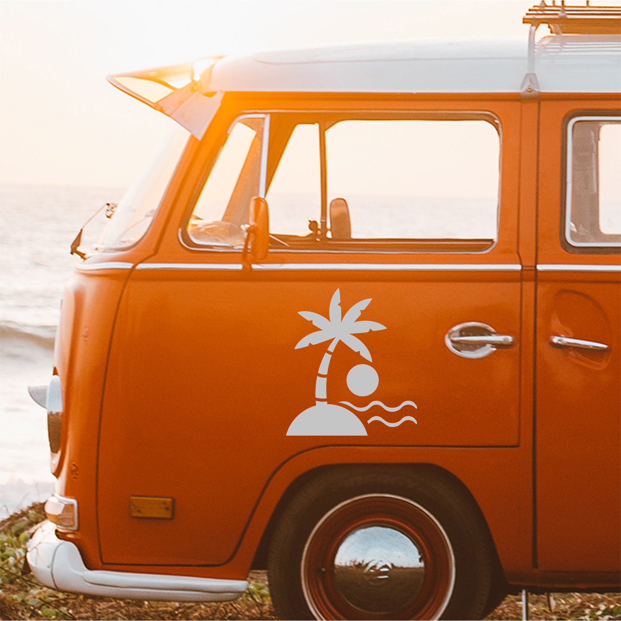 Palm and Sun Caravan Decal, Van Decal, Campervan Decal, Vinyl Sticker ...