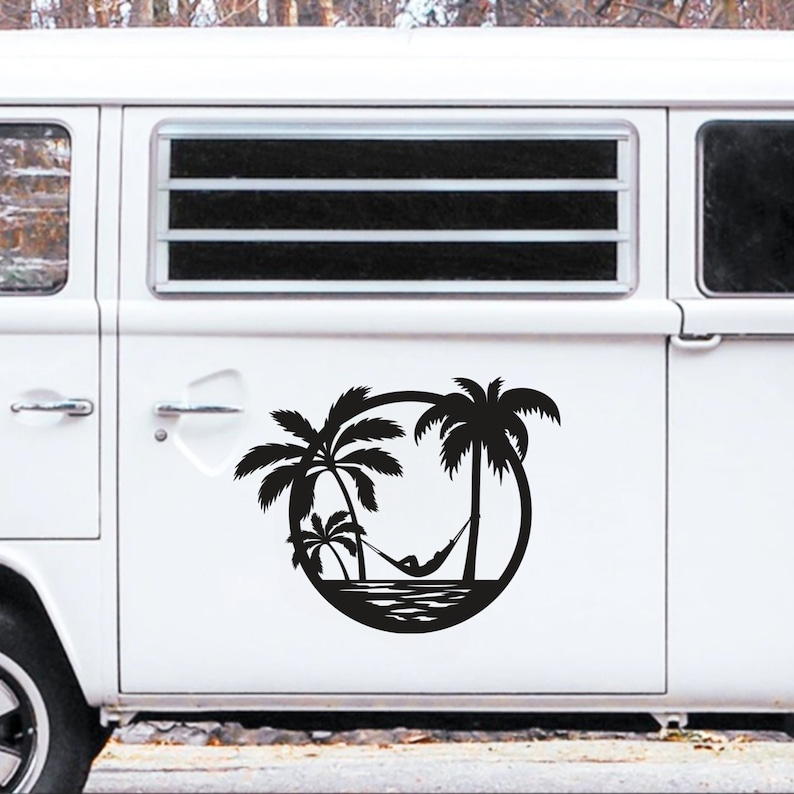 Palm Tree and Summer Caravan Sticker Caravan Vinly Decal - Etsy