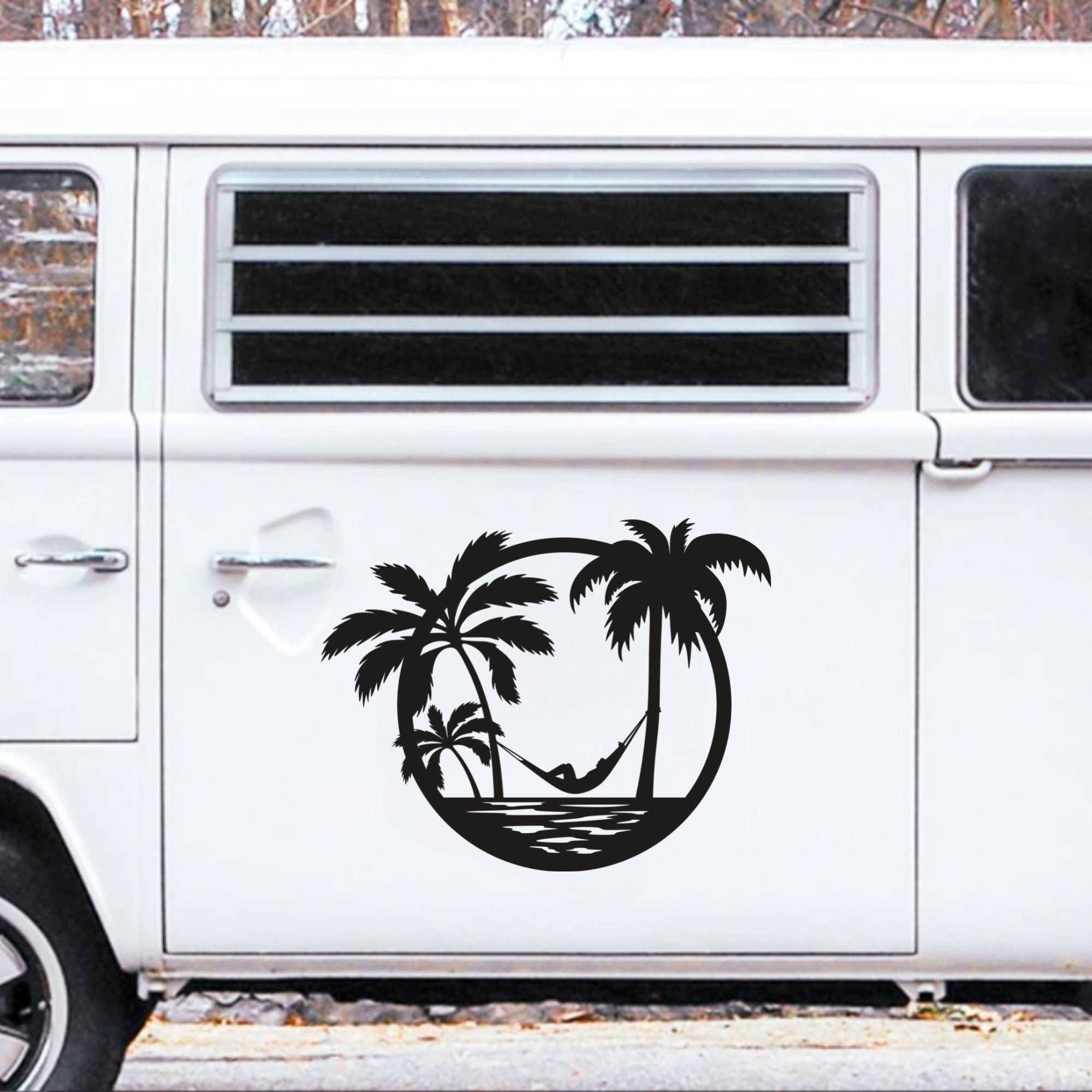 Palm Tree and Summer Caravan Sticker, Caravan Vinly Decal, Camping ...