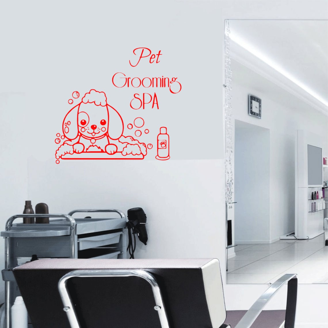 Pet Grooming Spa Wall Sticker for Dog Salon Decor Cute Vinyl Decal for ...