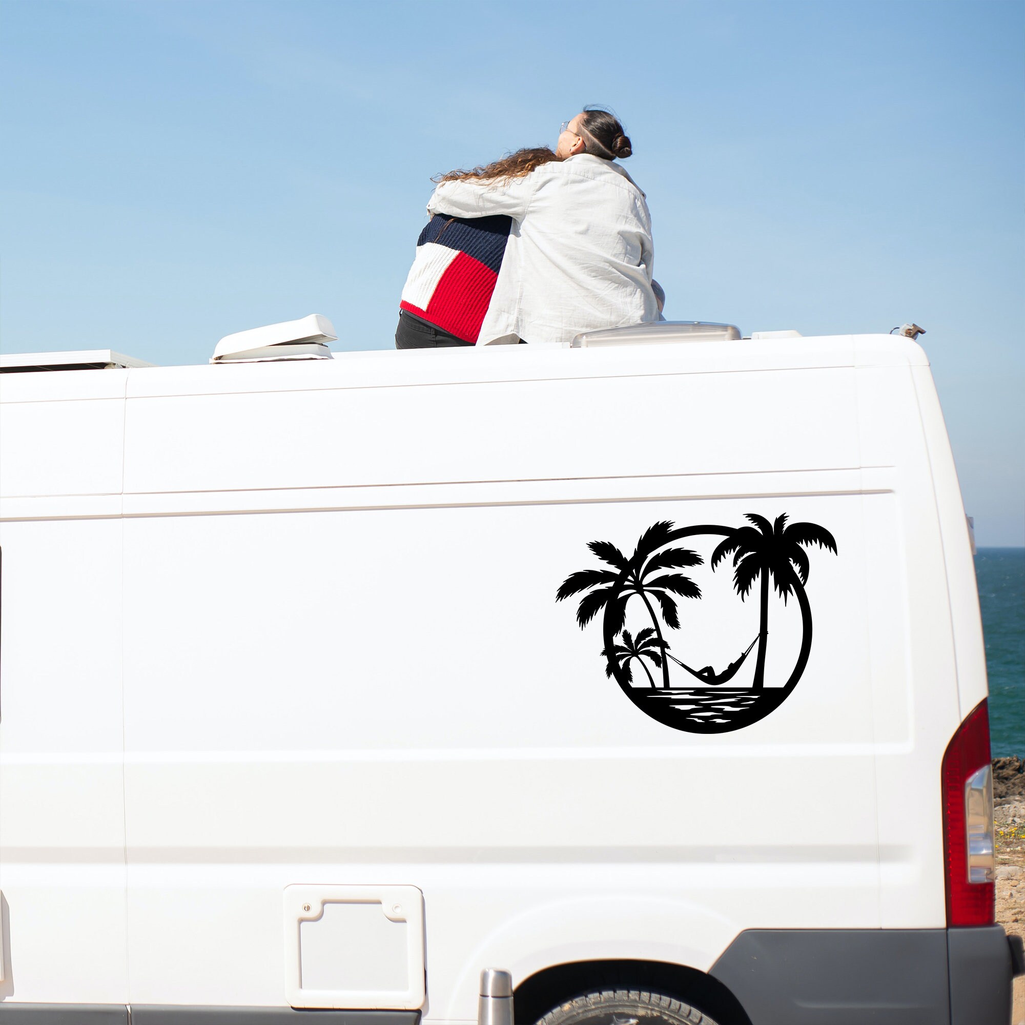 Palm Tree and Summer Caravan Sticker Caravan Vinly Decal - Etsy