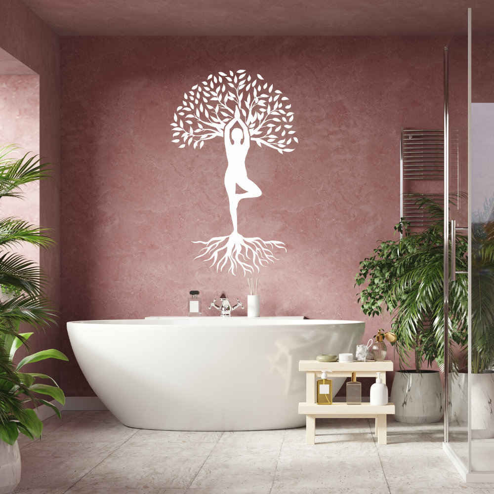 Yoga Woman and Tree Wall Sticker, Yoga Sticker, Yoga Decal, Oum Wall ...