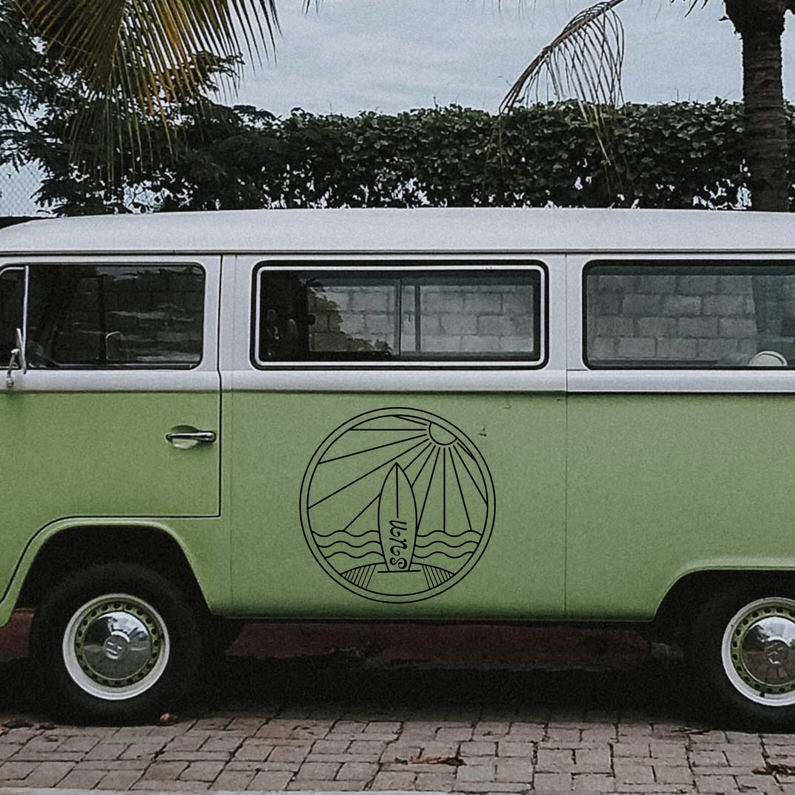 Surfboard Sun Wave Camper Van Decal for RV Vinyl Sticker Retro Beach ...