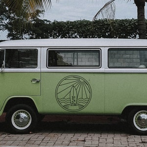 Surfboard Sun Wave Camper Van Decal for RV Vinyl Sticker Retro Beach ...