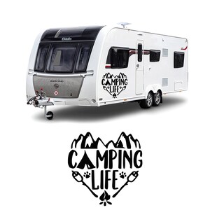 Camping Life Mountain Heart Decal for Camper RV Trailer Tent Vinyl ...
