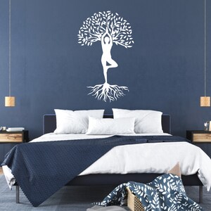 Yoga Woman and Tree Wall Sticker Yoga Sticker Yoga Decal Oum Wall Art ...
