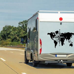 World Map and Compass Caravan Sticker Caravan Vinly Decal Camping Decal ...