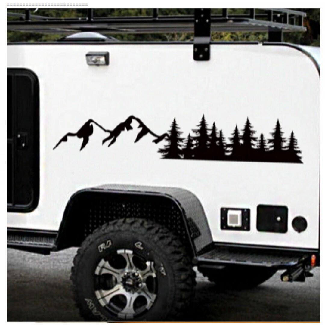 Mountain and Forest Caravan Sticker Caravan Vinly Decal - Etsy
