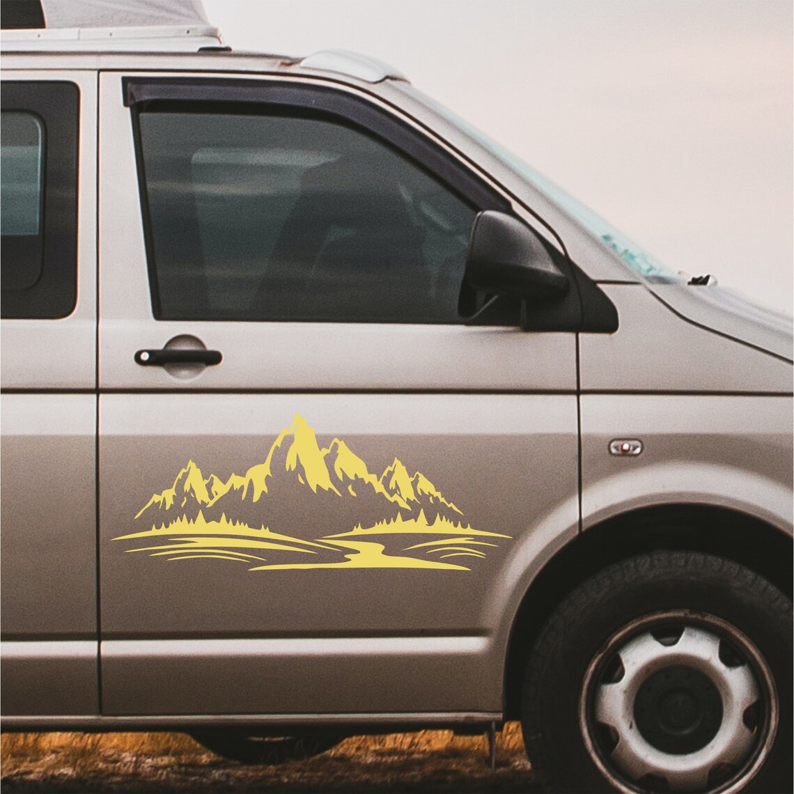 Yellow Mountain River Camper Decal for RV Van Travel Trailer Vinyl ...