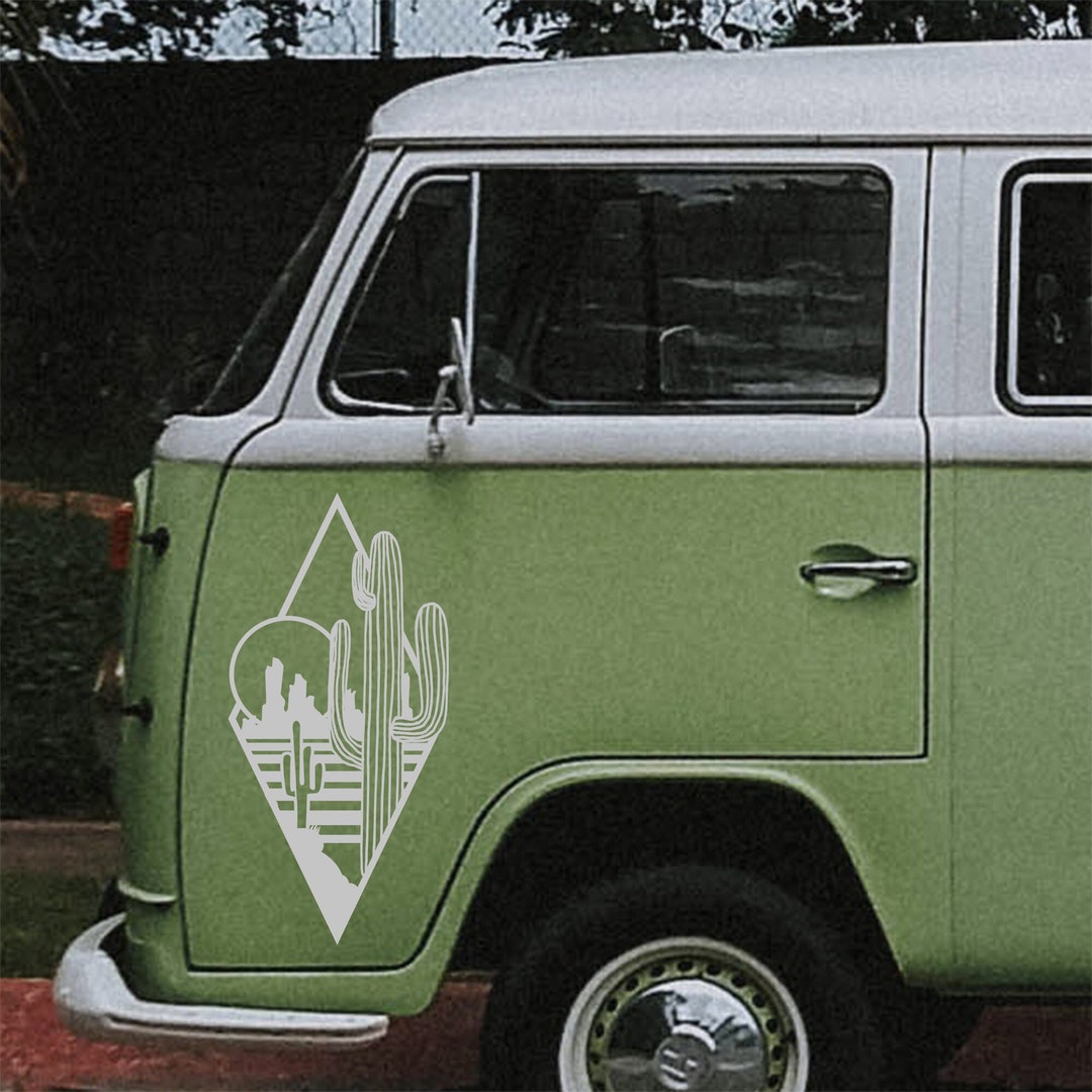 Triangle Cactus and Sun Caravan Sticker, Caravan Vinly Decal, Camping ...