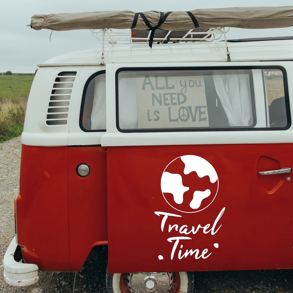 Travel Time and World Map Sticker, Caravan Vinly Decal, Truck, Camping ...