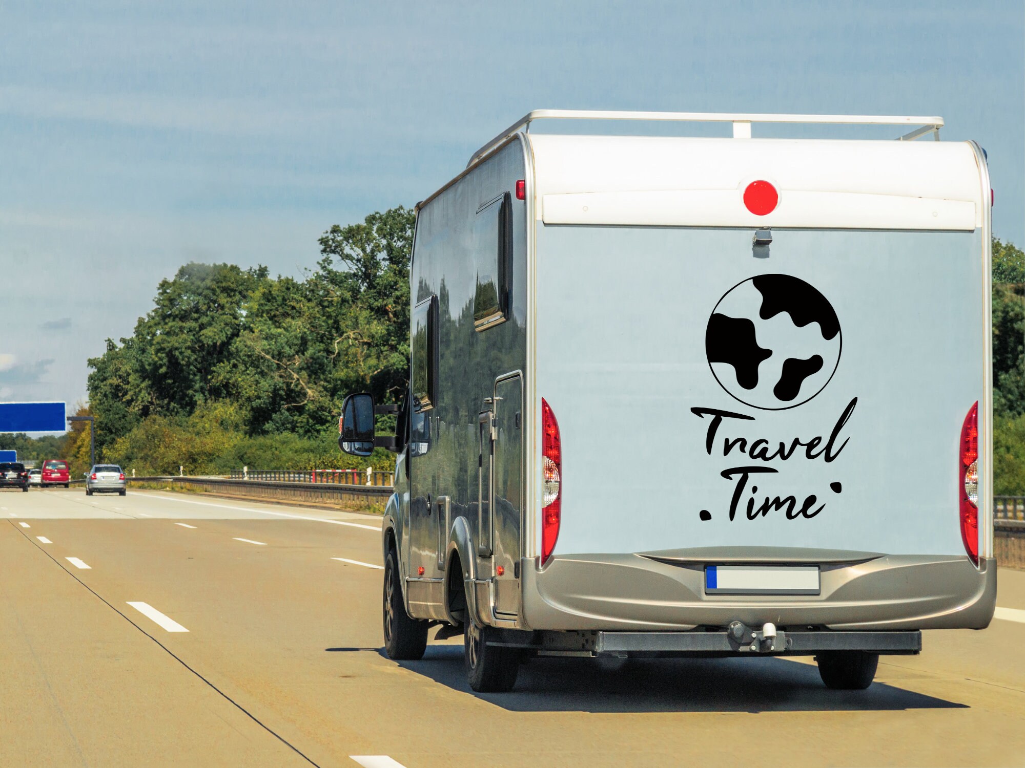 Travel Time and World Map Sticker, Caravan Vinly Decal, Truck, Camping ...