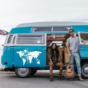 World Map and Compass Caravan Sticker Caravan Vinly Decal Camping Decal ...