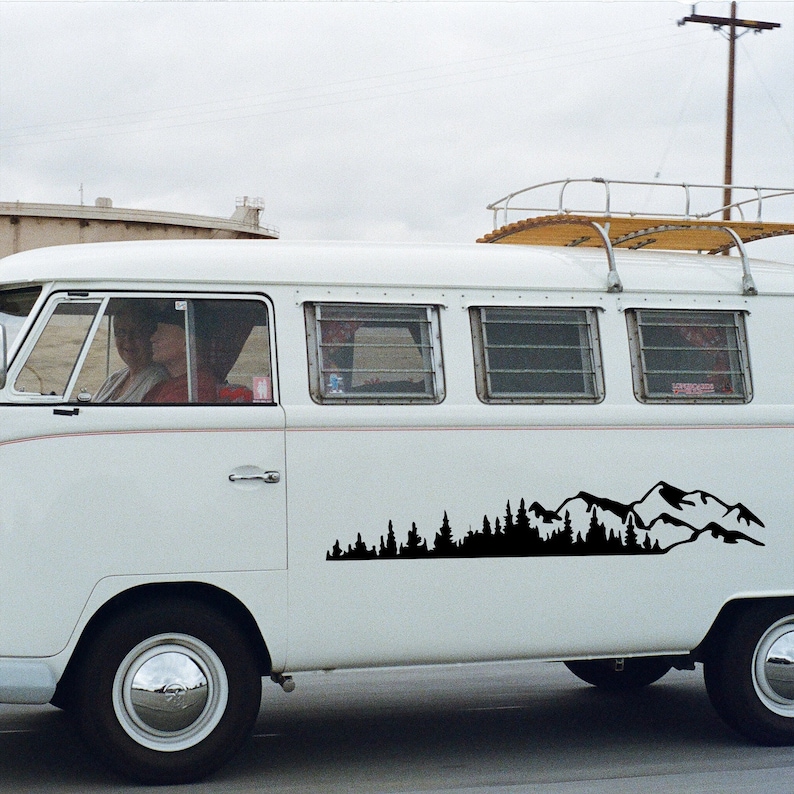 Mountain and Forest Caravan Sticker, Caravan Vinly Decal, Camping Decal ...
