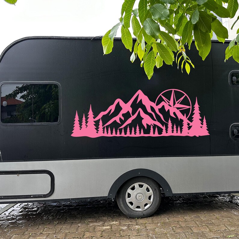 Compass Mountain Forest Decal Van Life RV Camper Adventure Vinyl ...