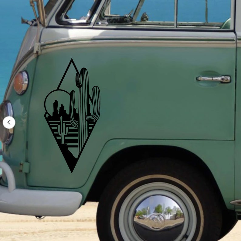 Triangle Cactus and Sun Caravan Sticker, Caravan Vinly Decal, Camping ...