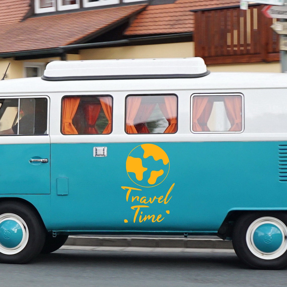 Travel Time and World Map Sticker, Caravan Vinly Decal, Truck, Camping ...