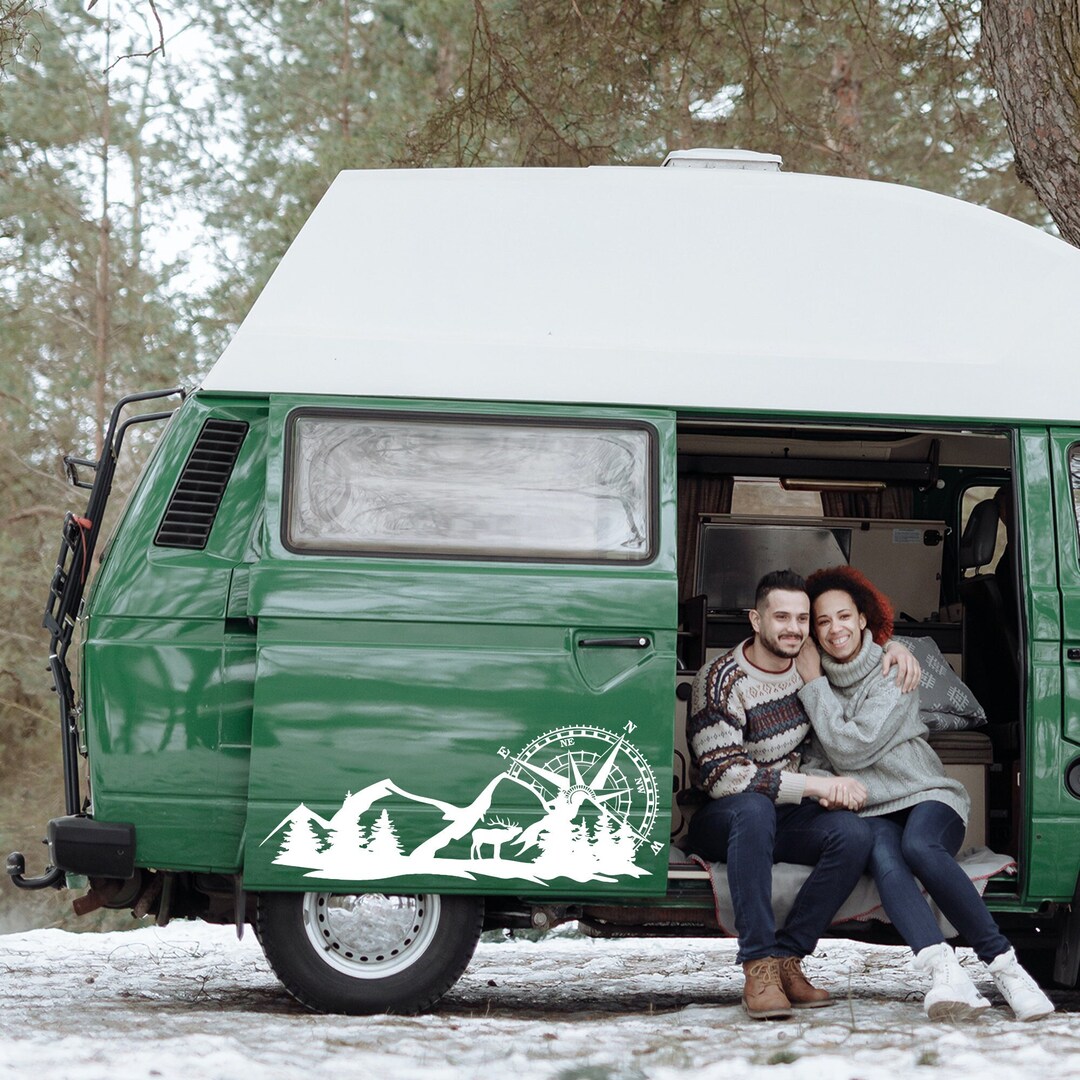 Mountain-forest and Deer Caravan 2 Pieces Sticker , Caravan Vinly Decal ...