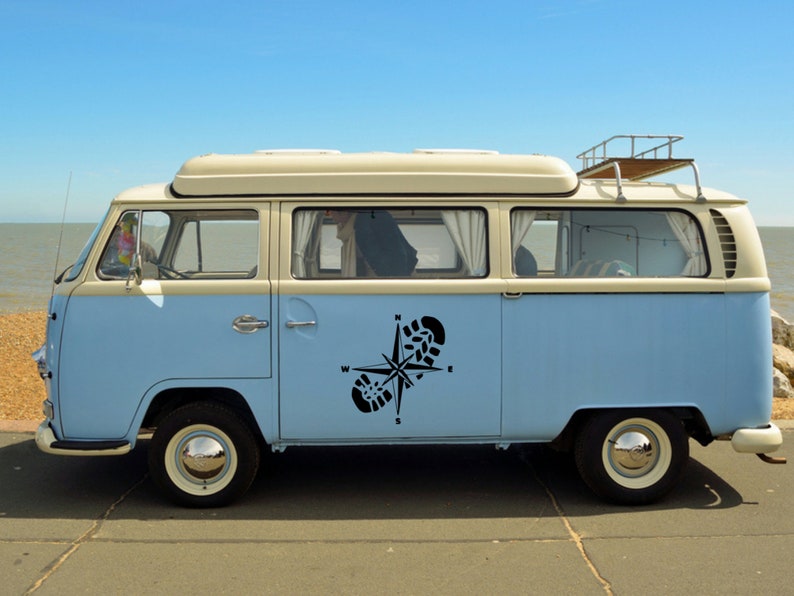 Compass and Footprint Caravan Sticker, Caravan Vinly Decal, Truck ...