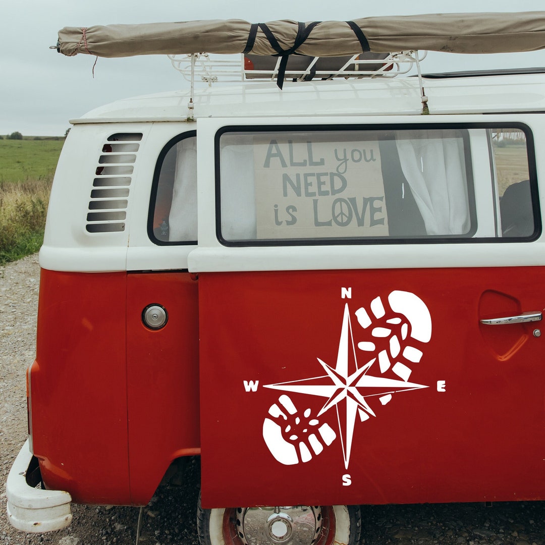 Compass and Footprint Caravan Sticker, Caravan Vinly Decal, Truck ...