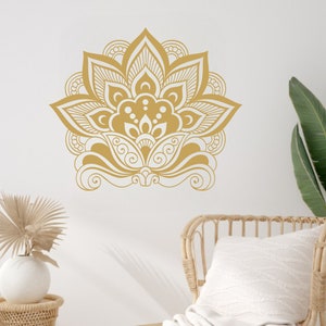 Mandala Lotus Vinyl Wall Decal Boho Style Sticker for Bedroom Living ...