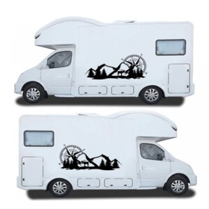 Mountain-forest and Deer Caravan 2 Pieces Sticker , Caravan Vinly Decal ...
