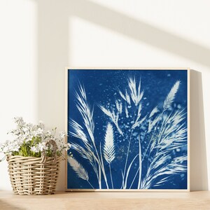 Nature Inspired Wall Art: Botanical Cyanotype | Navy Blue Earthy Room ...