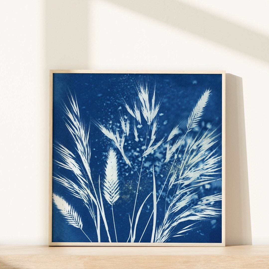 Nature Inspired Wall Art: Botanical Cyanotype Navy Blue - Etsy