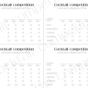 Cocktail Competition Score Card: Party Game (digital Download) - Etsy