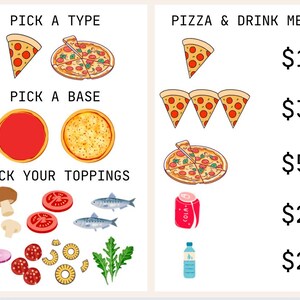 Pizza Menu Pretend Play Printable - Etsy