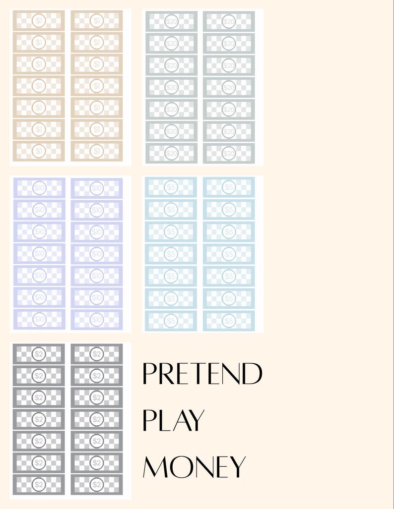 Pretend Play Money Printable - Etsy