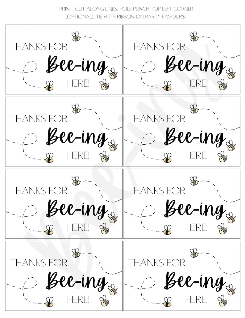 Baby Shower Thank You Tags, Mom to Bee Thank You Tags, Baby to Bee ...