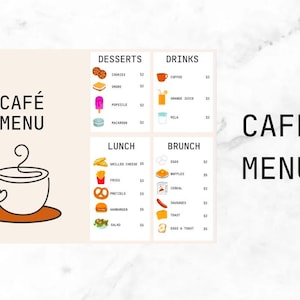 Café Menu Pretend Play Printable - Etsy