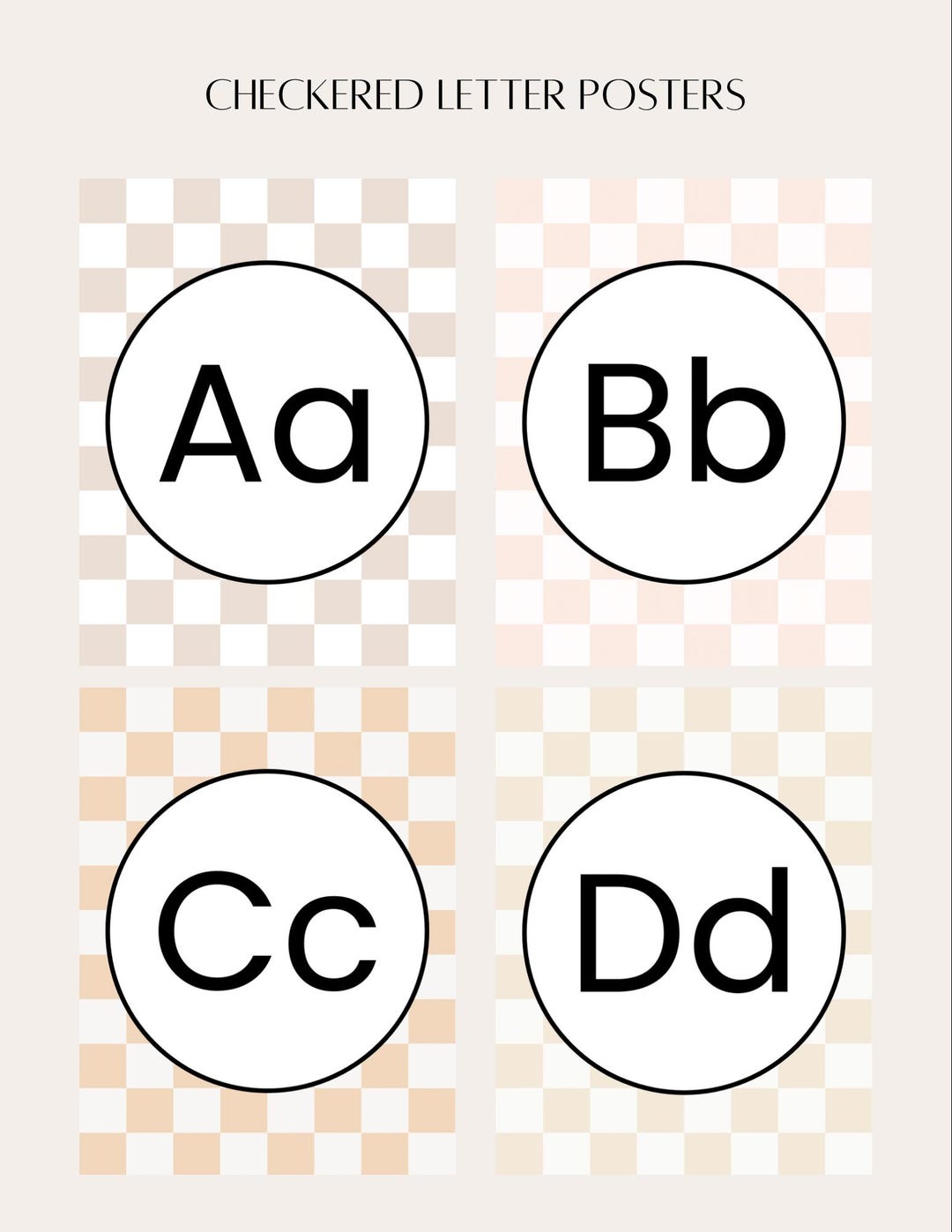 Checkered Classroom Letter Posters A-z, Classroom Learning Posters ...