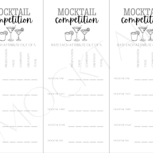Mocktail Competition Score Sheet - Etsy