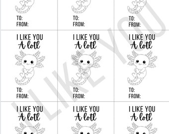 Axolotl Valentines Cards, Class Valentines, Axolotl Cards, Valentines ...