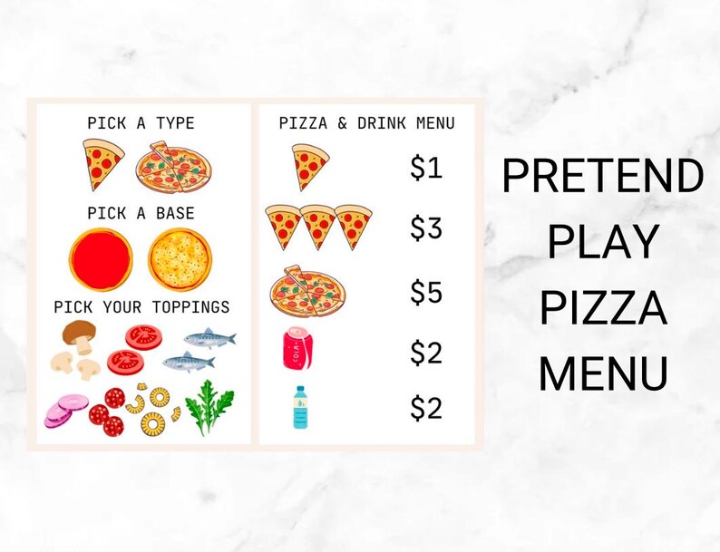 Pizza Menu Pretend Play Printable - Etsy
