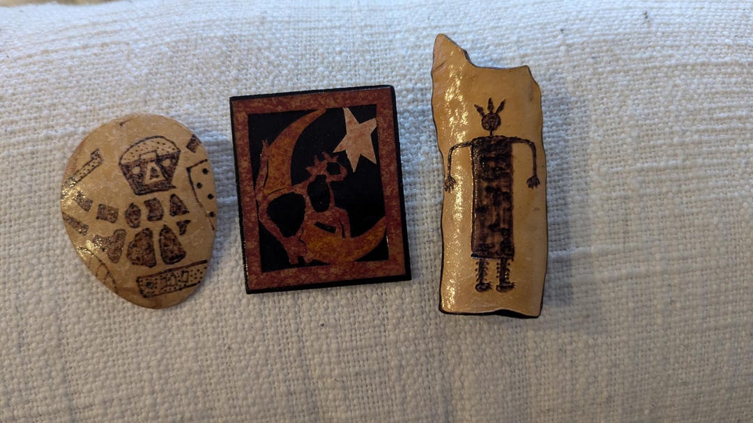 Vintage Wood Pins a Set of Three Interesting Shapes Primitive Feel - Etsy